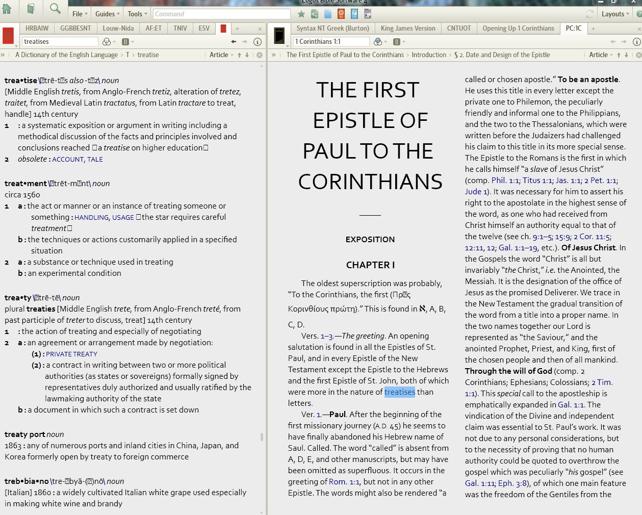 Bug: 4.2 B2 - Merriam-Webster Dictionary and Pulpit commentary - 1 Cor display errors - Logos ...